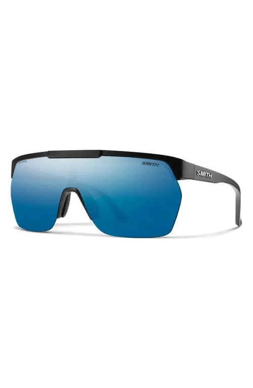 SMITH Xc 138mm Chromapop™ Polarized Oversize Shield Sunglasses - Matte Black / Polarized Blue