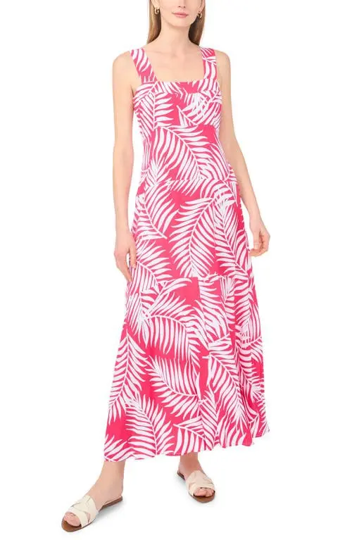 Vince Camuto Palm Print Maxi Dress - Raspberry Sorbet