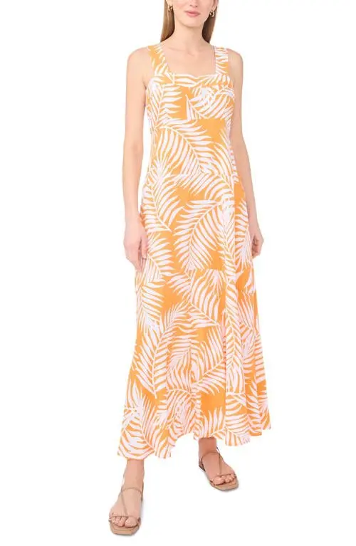 Vince Camuto Palm Print Maxi Dress - Tangerine