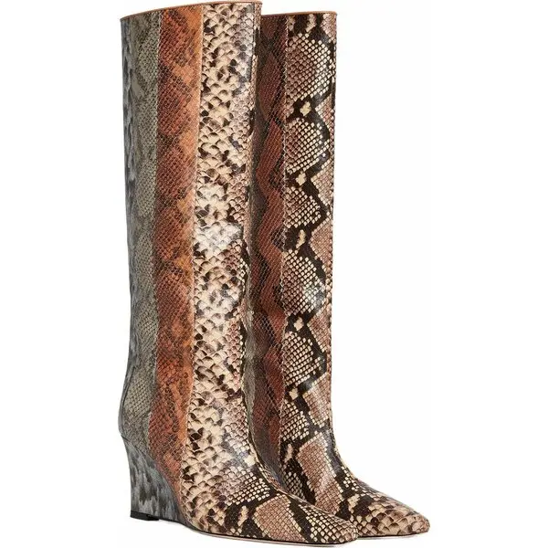 Cynthia Rowley Embossed Leather Wedge Boots