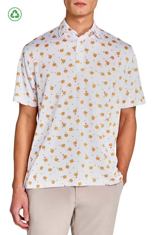 CON.STRUCT Regular Fit Burgers & Pickles Recycled Performance Golf Polo - White