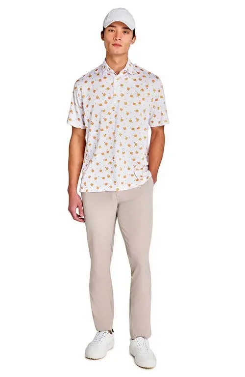 CON.STRUCT Regular Fit Burgers & Pickles Recycled Performance Golf Polo - White