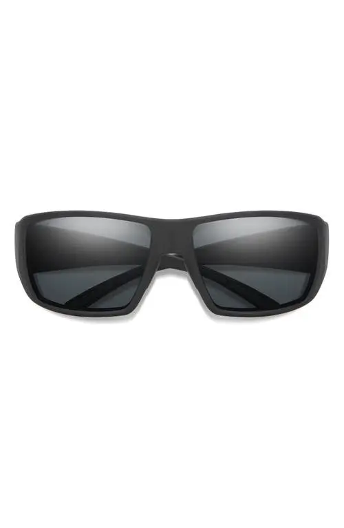 SMITH Guide's Choice Polarized Oversize Wraparound Sunglasses - Black / Chromapop Glass Gray