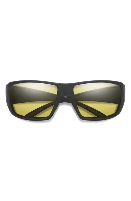 SMITH Guide's Choice Polarized Oversize Wraparound Sunglasses - Black / Low Light Yellow