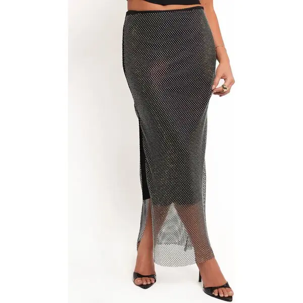 PETAL & PUP Sherida Sparkle Mesh Midi Skirt