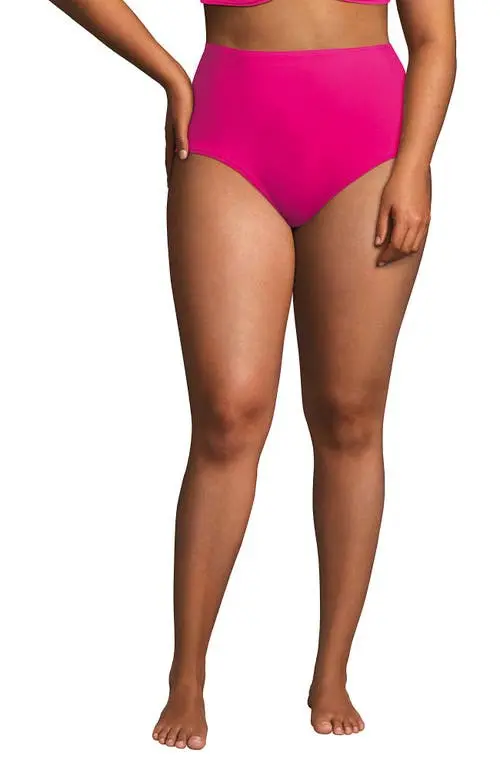 LANDS' END Sculpting Suit High Waisted Bikini Bottom - Prism Pink