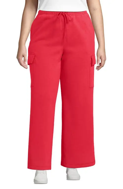 LANDS' END High Rise Wide Leg Cargo Pants - Deep Coral