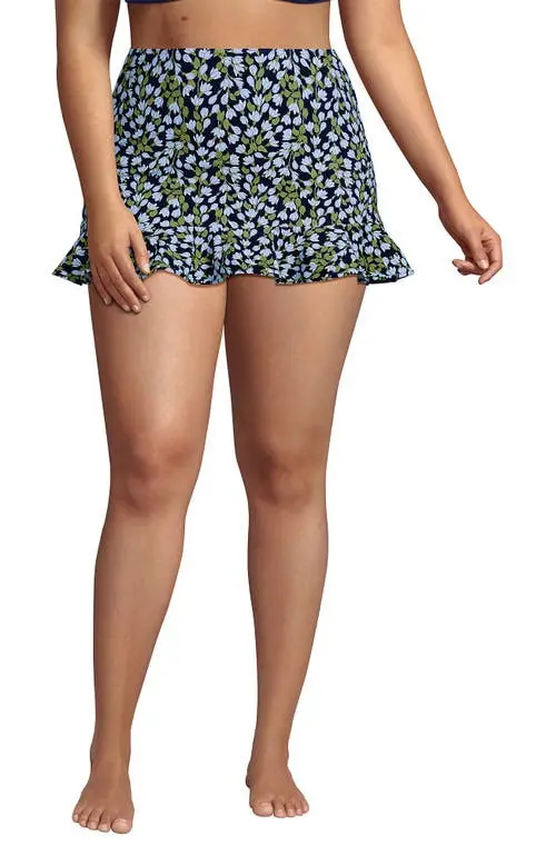 LANDS' END Mini Swim Skirt - Navy Mini Bloom Floral