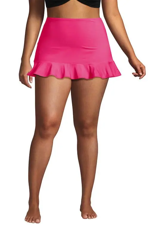 LANDS' END Ruffle Hem Mini Swim Skirt - Pink Azalea