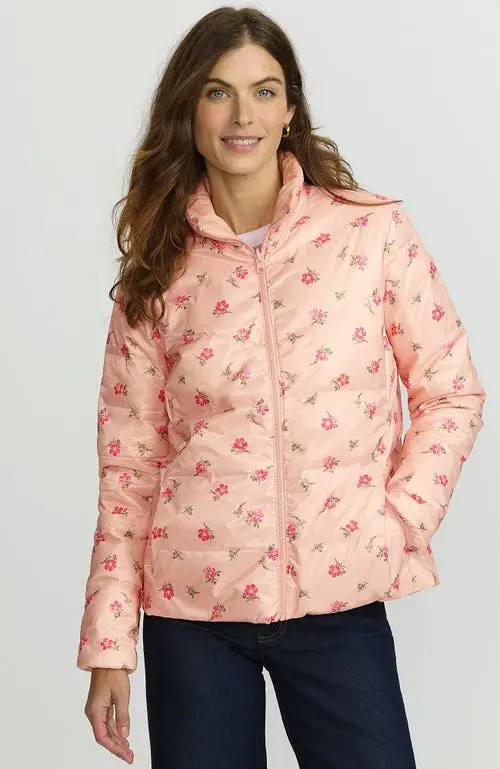 LANDS' END Wanderweight Reversible Packable Down Jacket - Pink/oyster Pink Floral