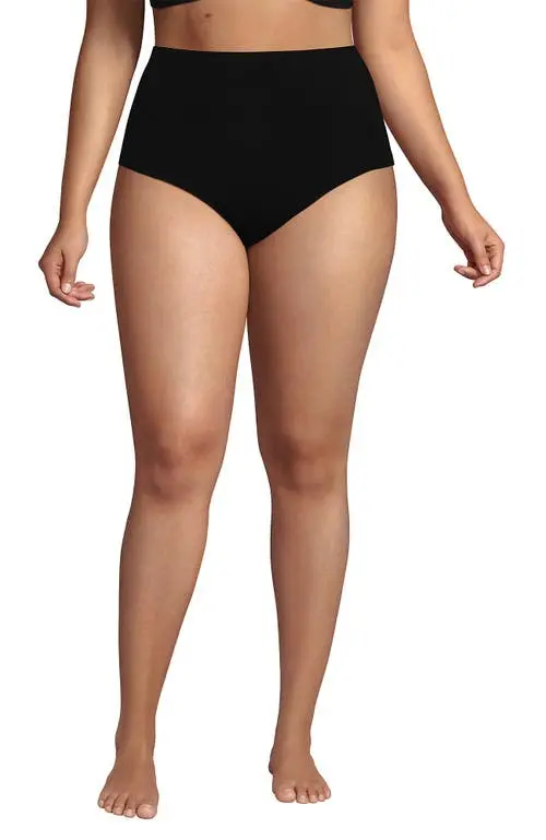 LANDS' END Chlorine Resistant High Waisted Bikini Bottom - Black