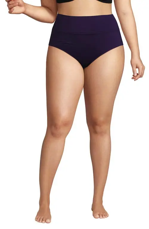 LANDS' END Chlorine Resistant High Waisted Bikini Bottom - Blackberry