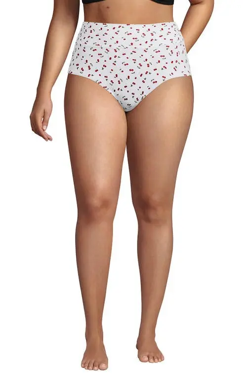 LANDS' END Chlorine Resistant High Waisted Bikini Bottom - Cherry Jam Cherries/white