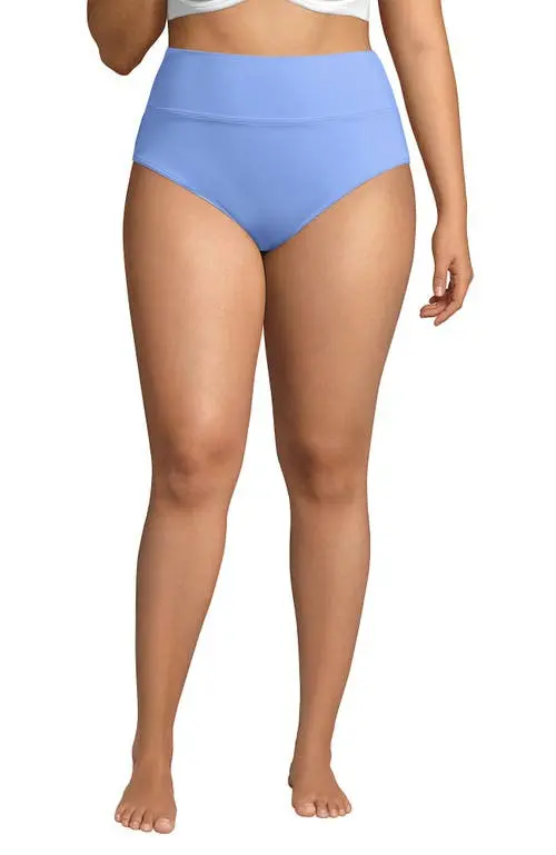 LANDS' END Chlorine Resistant High Waisted Bikini Bottom - Clear Blue Sky