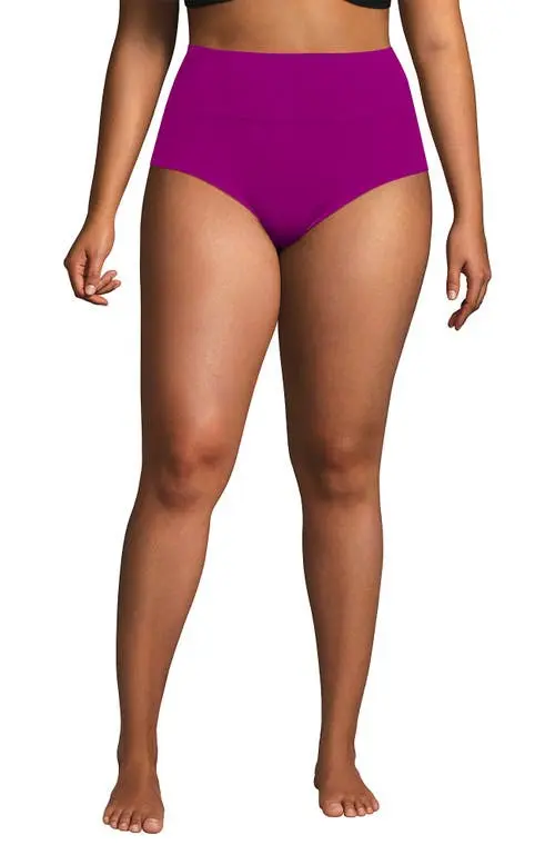 LANDS' END Chlorine Resistant High Waisted Bikini Bottom - Crimson Rose