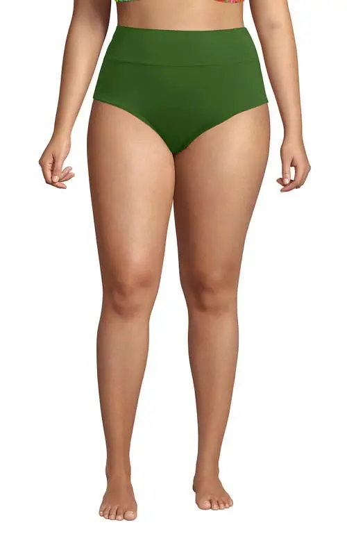 LANDS' END Chlorine Resistant High Waisted Bikini Bottom - Fusion Green