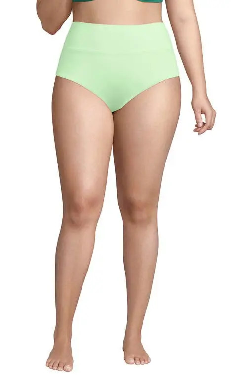 LANDS' END Chlorine Resistant High Waisted Bikini Bottom - Icy Mint Green