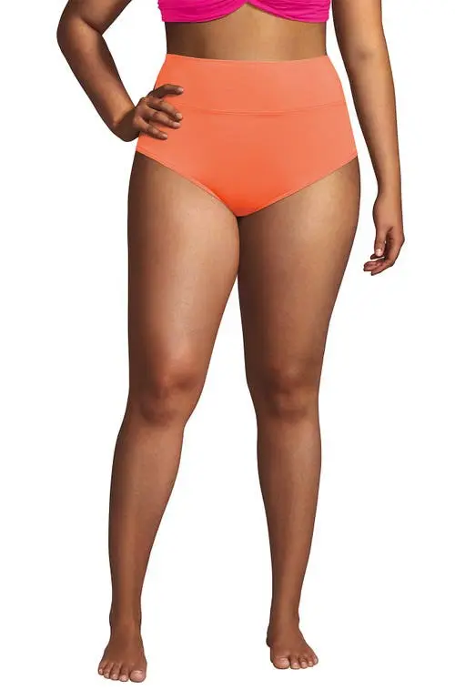 LANDS' END Chlorine Resistant High Waisted Bikini Bottom - Papaya Orange