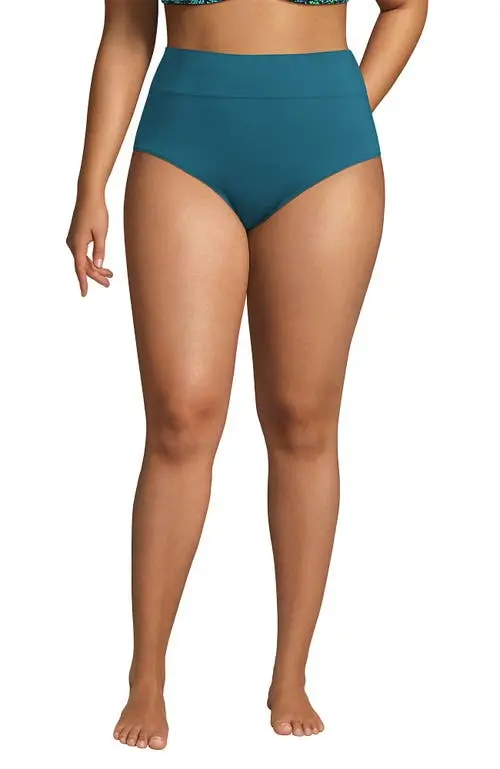 LANDS' END Chlorine Resistant High Waisted Bikini Bottom - Paradise Teal