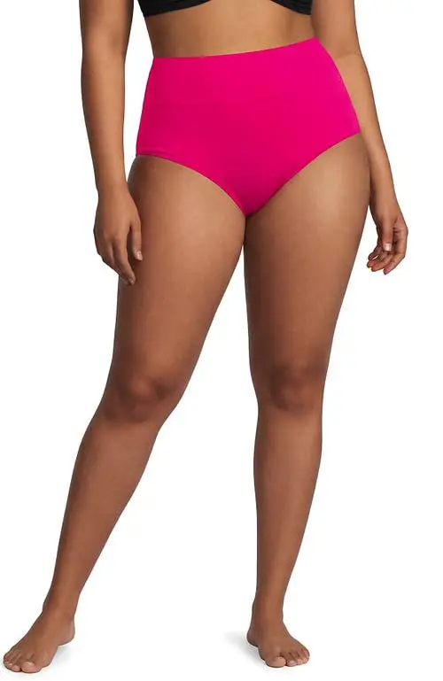 LANDS' END Chlorine Resistant High Waisted Bikini Bottom - Riviera Rose