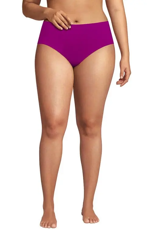 LANDS' END Mid-rise Bikini Bottom - Crimson Rose