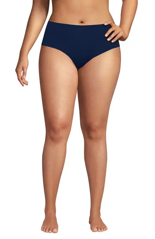 LANDS' END Mid-rise Bikini Bottom - Deep Sea Navy