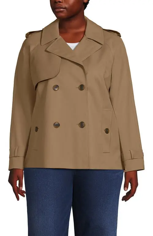 LANDS' END Trench Rain Jacket - Dark Jute Brown
