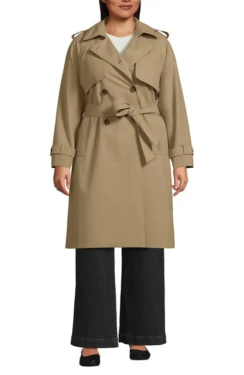 LANDS' END Squall Waterproof Modern Trench Coat - Desert Tan