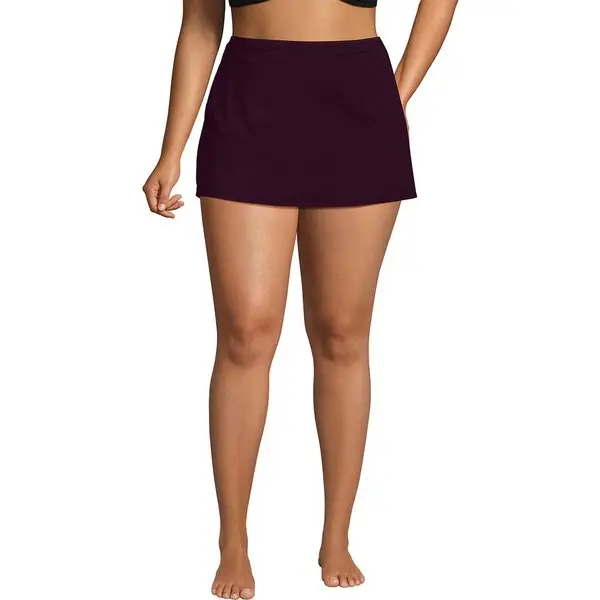 LANDS' END Slendertex Swim Skirt - Dark Wine