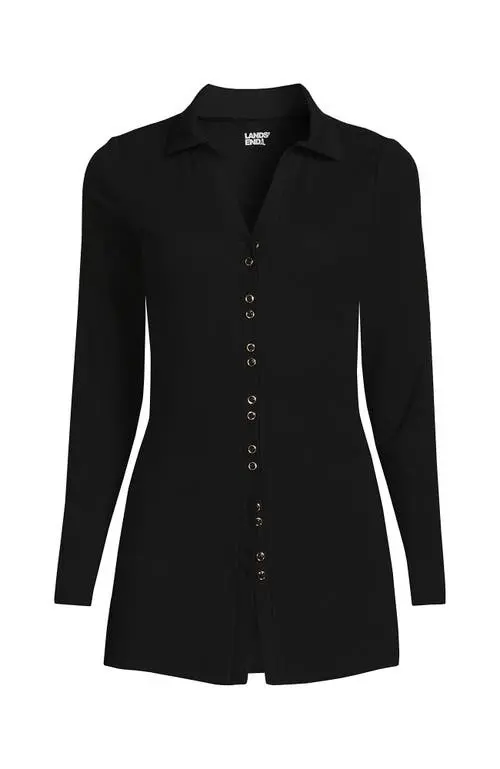 LANDS' END Long Sleeve Tunic Shirt - Black