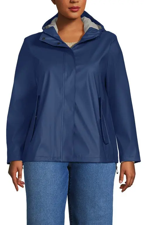 LANDS' END Waterproof Rain Slicker Jacket - Light Indigo Blue