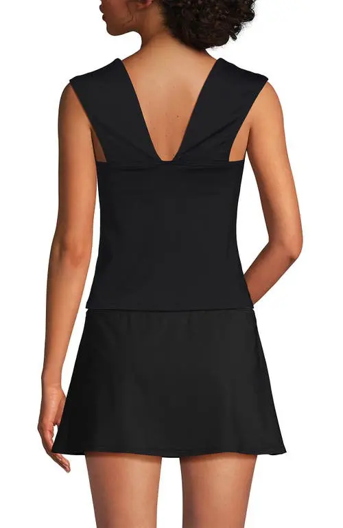LANDS' END Square Neck Underwire Tankini Top - Black