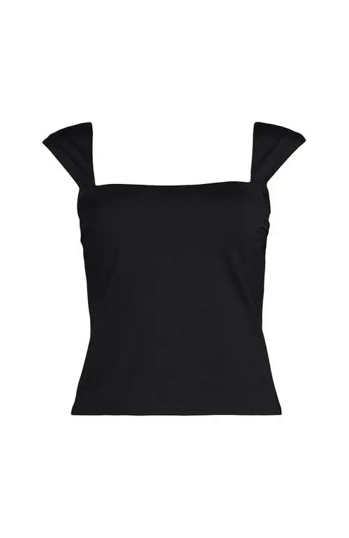 LANDS' END Square Neck Underwire Tankini Top - Black