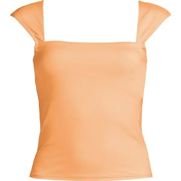 LANDS' END Square Neck Underwire Tankini Top - Orange Mist