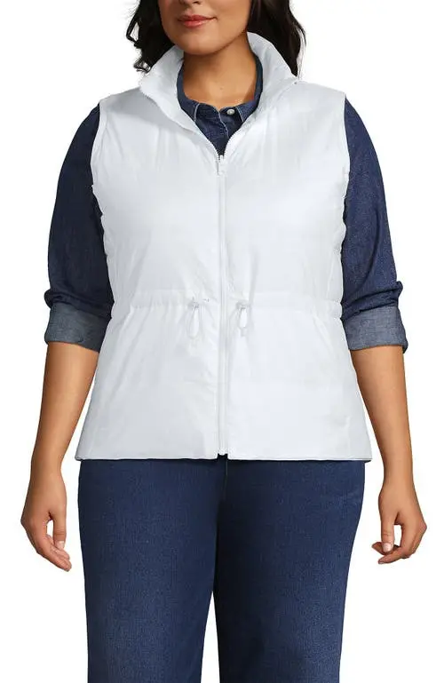 LANDS' END Wanderweight Reversible Packable Down Vest - White/blue Colorblock