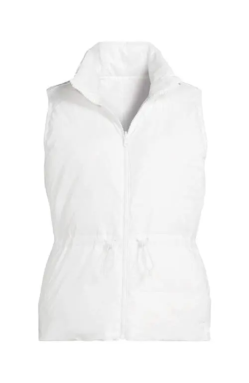 LANDS' END Wanderweight Reversible Packable Down Vest - White/blue Colorblock