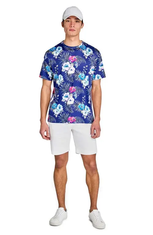 CON.STRUCT Regular Fit Hibiscus Recycled Performance Golf T-shirt - Navy