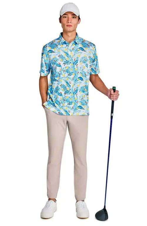 CON.STRUCT Regular Fit Beer & Hot Dogs Recycled Performance Golf Polo - Baby Blue