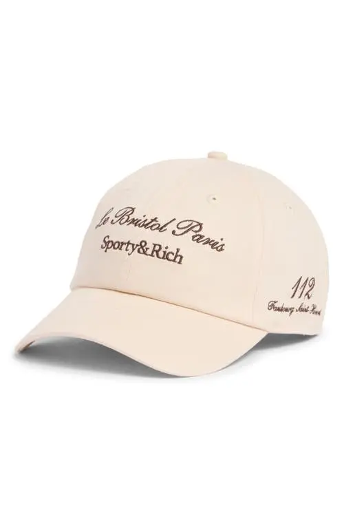 SPORTY & RICH X Le Bristol Paris Baseball Cap - Beige Overflow