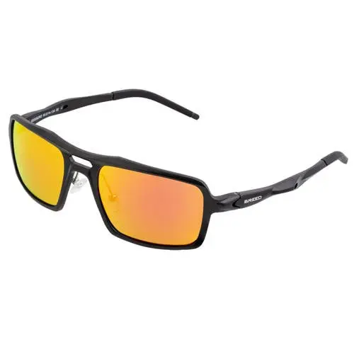 BREED Orpheus Aluminum Rectangle Sunglasses - Black/red-yellow