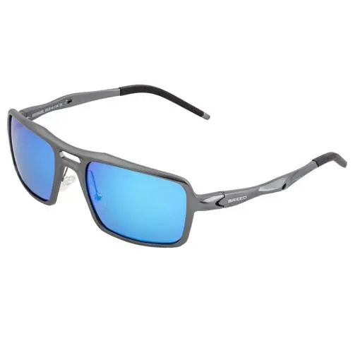 BREED Orpheus Aluminum Rectangle Sunglasses - Gunmetal/blue