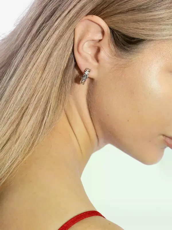 Versace Logo-lettering Hoop Earrings - Silver