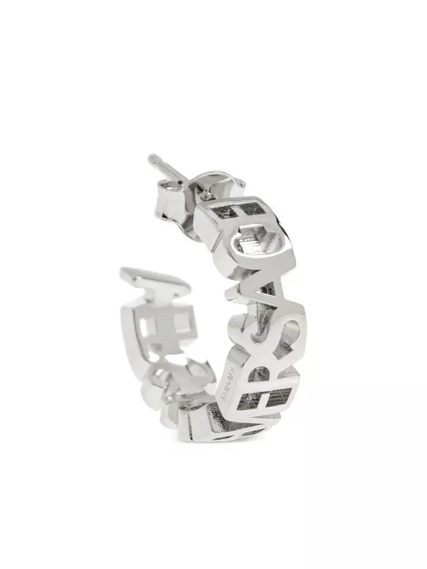 Versace Logo-lettering Hoop Earrings - Silver