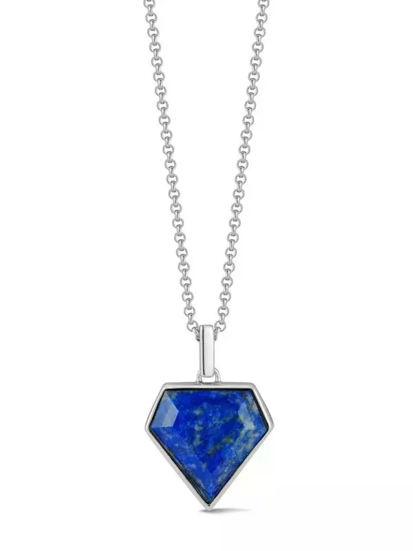 Mateo Sterling Pentagon Lapis Necklace - Silver