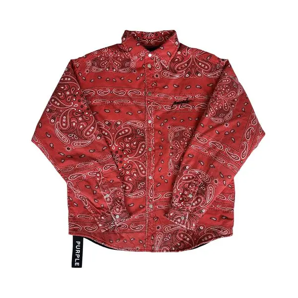 PURPLE BRAND Padded Quilt Lined Bandana Shirt