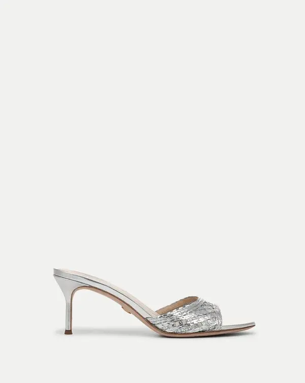 Veronica Beard Tia Raffia Sandals - Silver