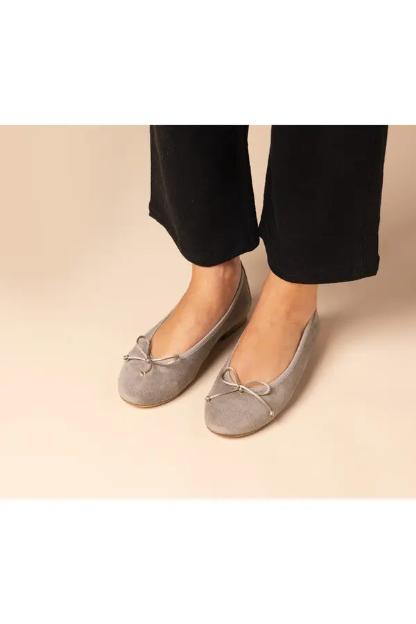 MENINA STEP Suede Ballet Flats - Gray