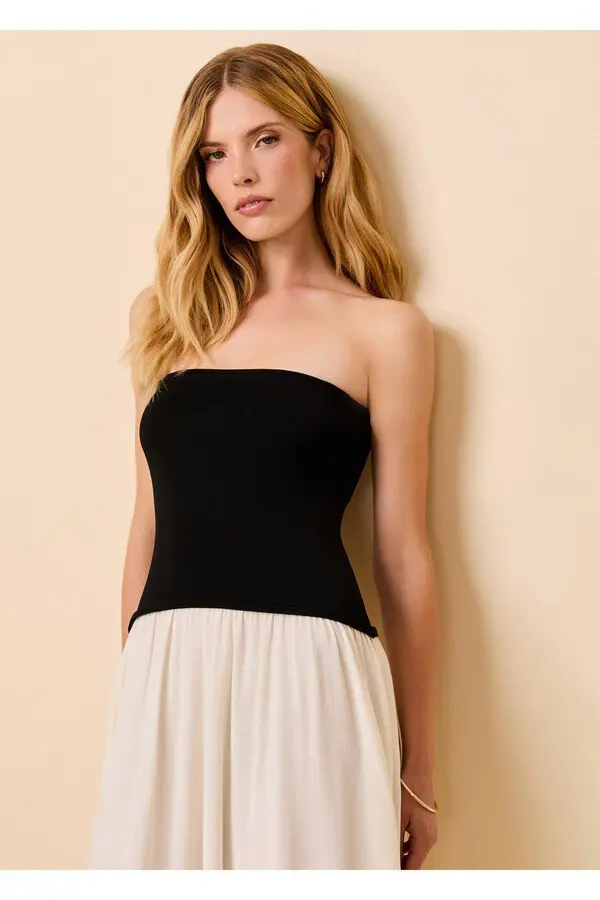 Solid & Striped Strapless Soglio Dress - Red