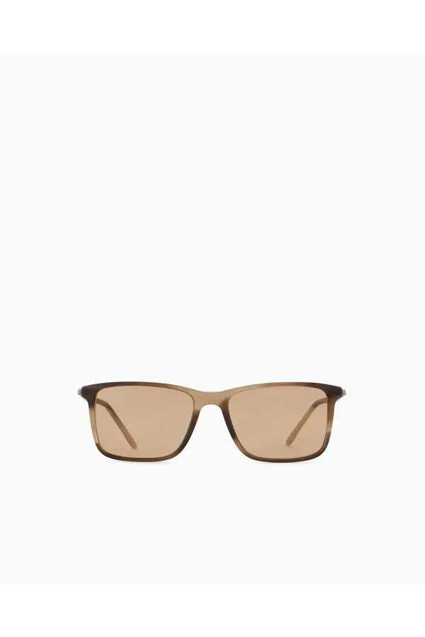 Giorgio Armani Asian-fit Rectangular Sunglasses - Natural