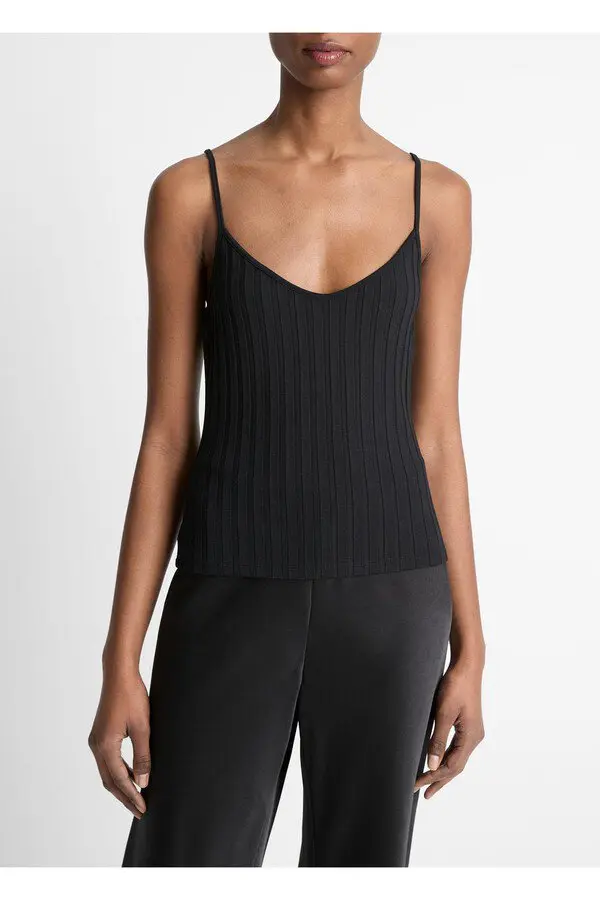 Vince Ribbed V-neck Camisole - Black